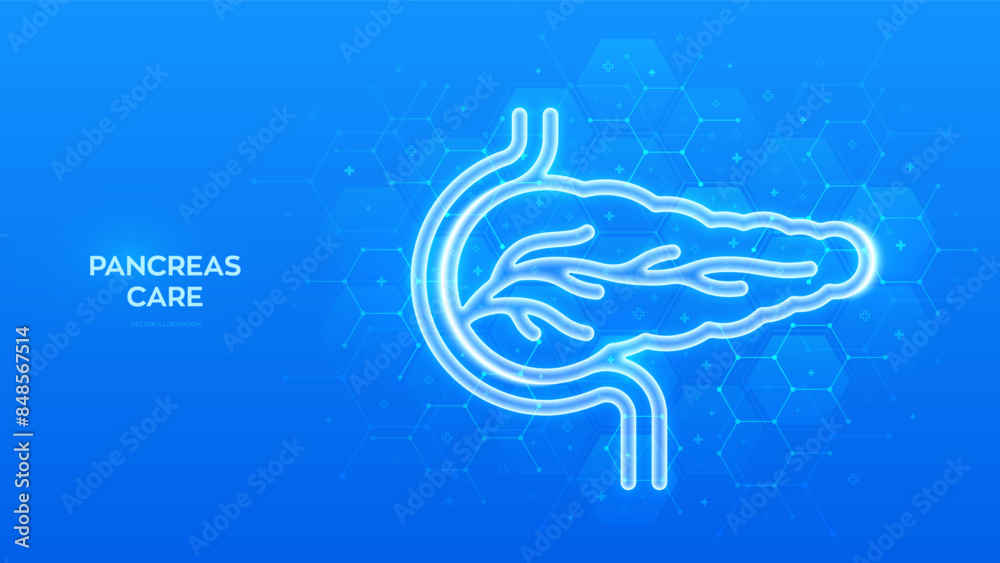 Pancreas icon. Pancreas health, care and protection. Treatment of ...