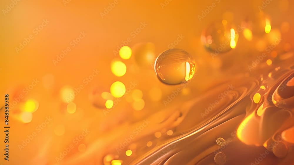 A cascade of sunflower oil droplets flowing gracefully down a glass ...