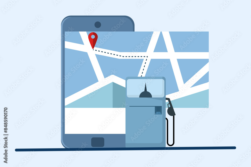 Gas station map pin symbol concept, looking for the nearest refueling ...