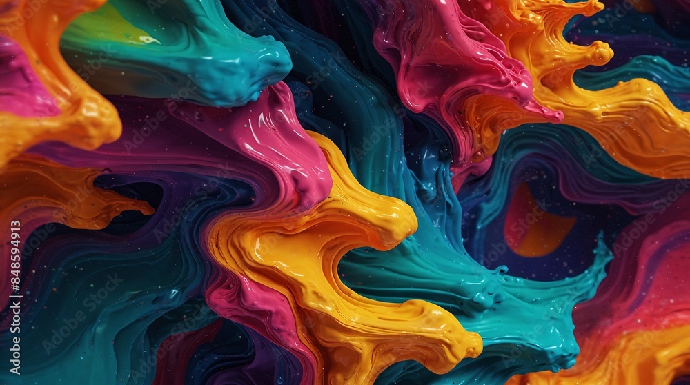Abstract Fluid Art Featuring Vibrant Colors and Dynamic Swirls in a ...