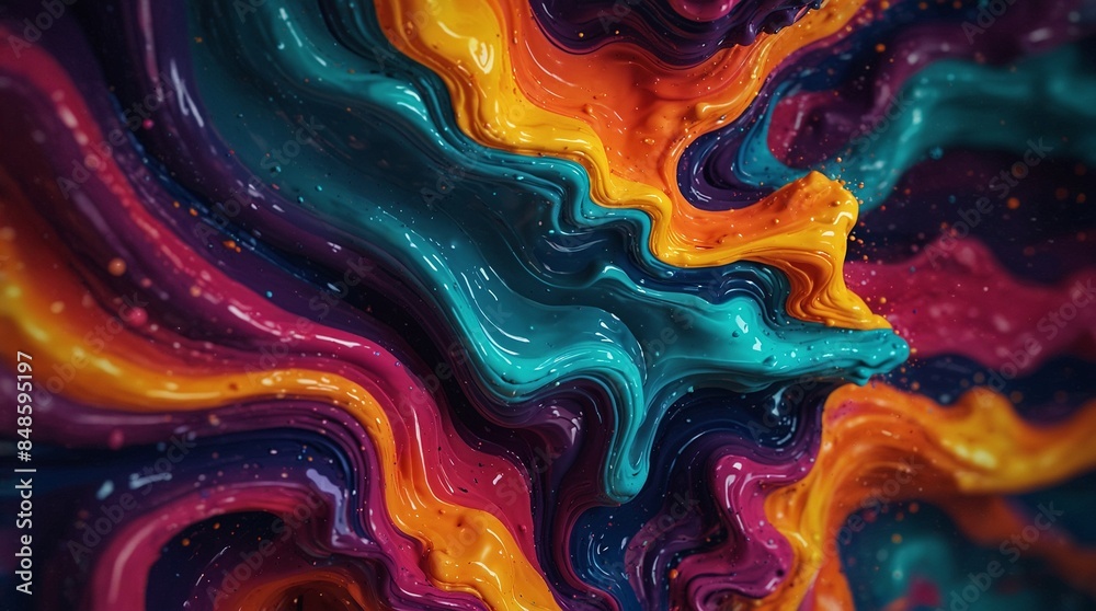 Abstract Fluid Art Featuring Vibrant Colors and Dynamic Swirls in a ...