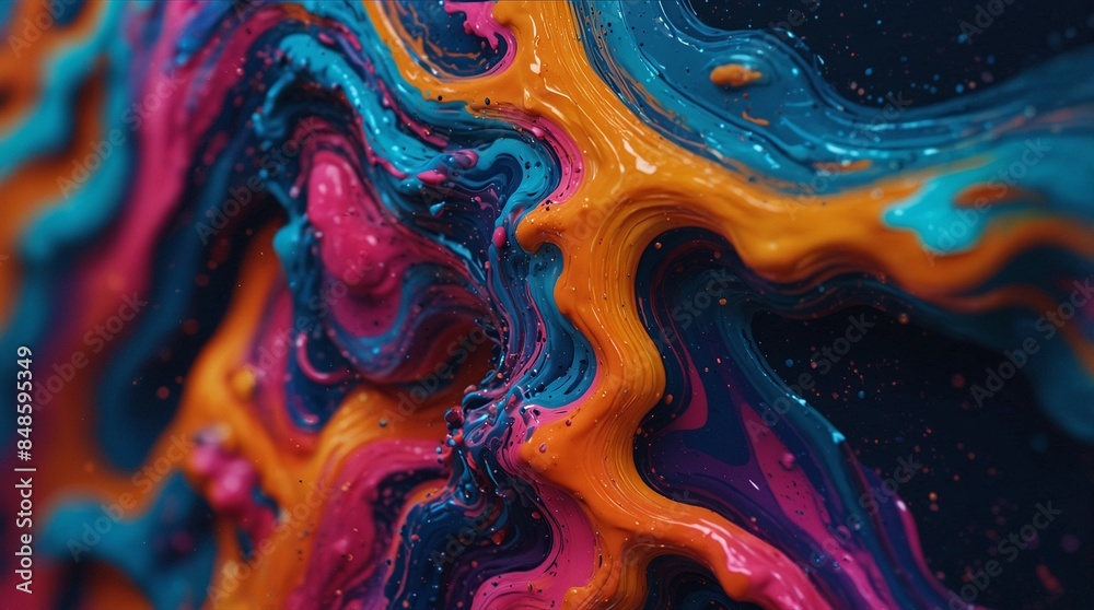 Abstract Fluid Art Featuring Vibrant Colors and Dynamic Swirls in a ...