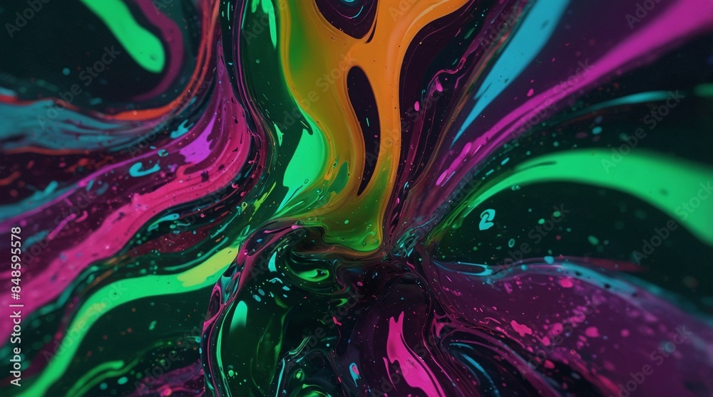 Abstract Fluid Art Featuring Vibrant Colors and Dynamic Swirls in a ...