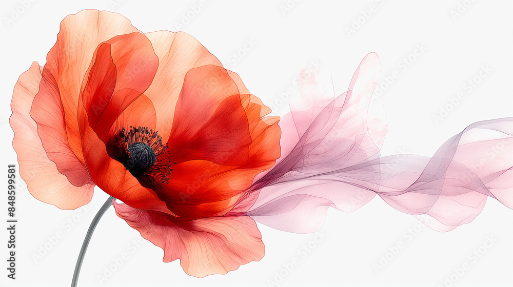 Poppy flower with stem, Birth month flower theme clip art, violate ...