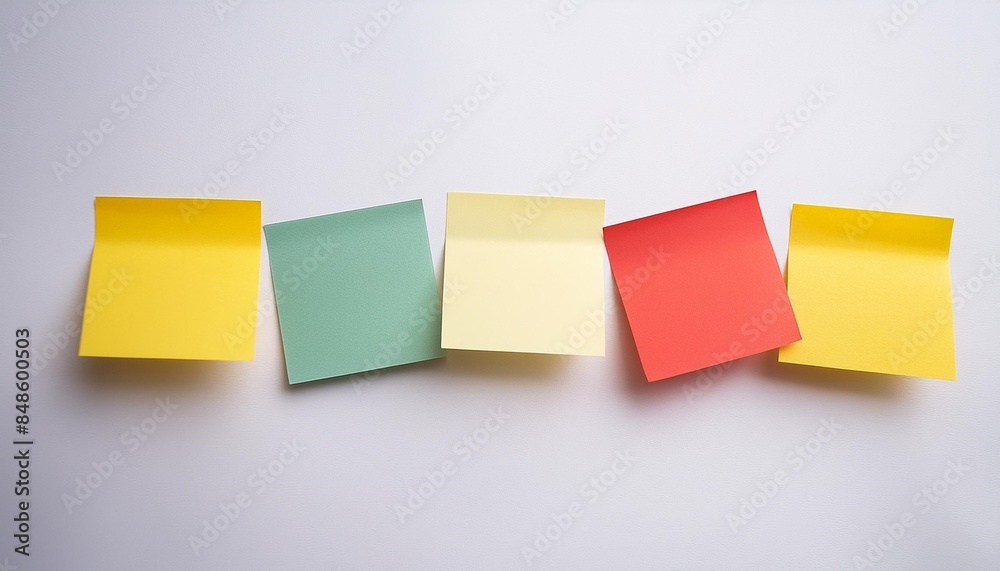 five blank sticky notes isolated on white background mockup sticky note ...