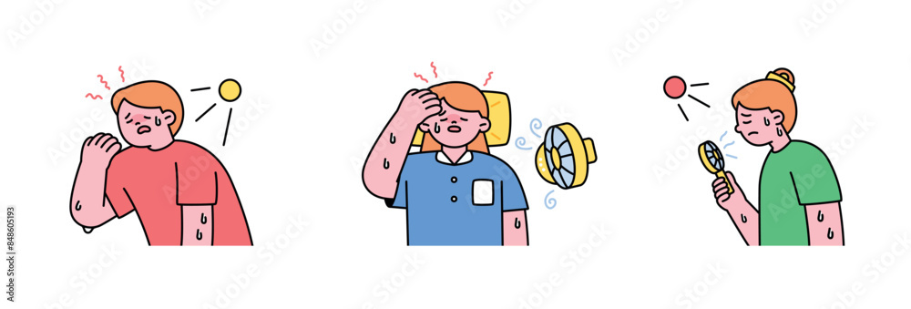 Global warming. People are sweating and struggling because the summer ...