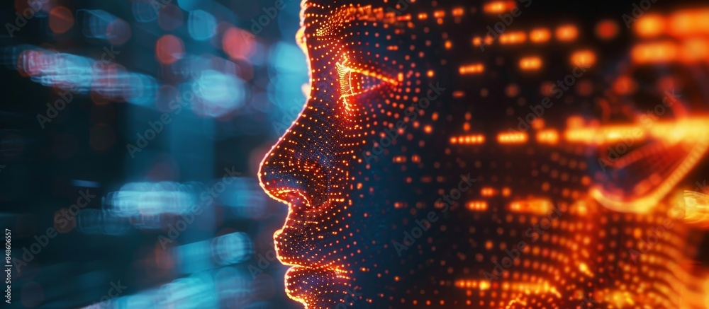 Futuristic AI-Generated Face Hologram with Pixelation Effects for ...