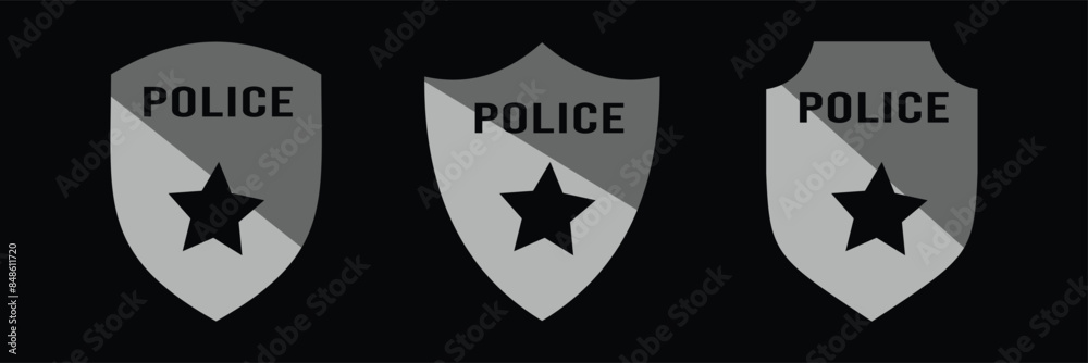 Police badge. Police department emblems isolated on white and black ...