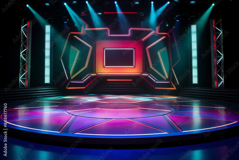 Artistic performances stage light background with spotlight illuminated ...