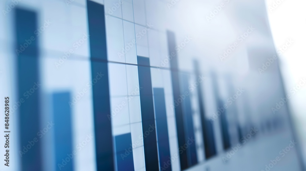 **Professional bar graph representing stock values on a clean, pure ...