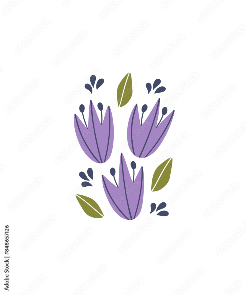 Simple abstract flower drawing. Modern floral art vector illustration ...