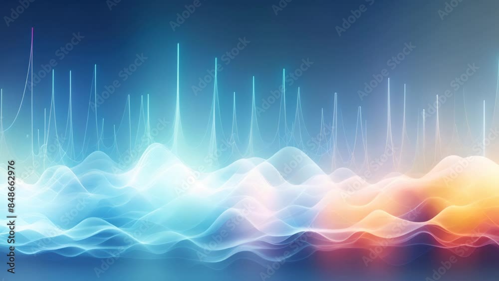 Music notes over points of light on a black background. Futuristic ...