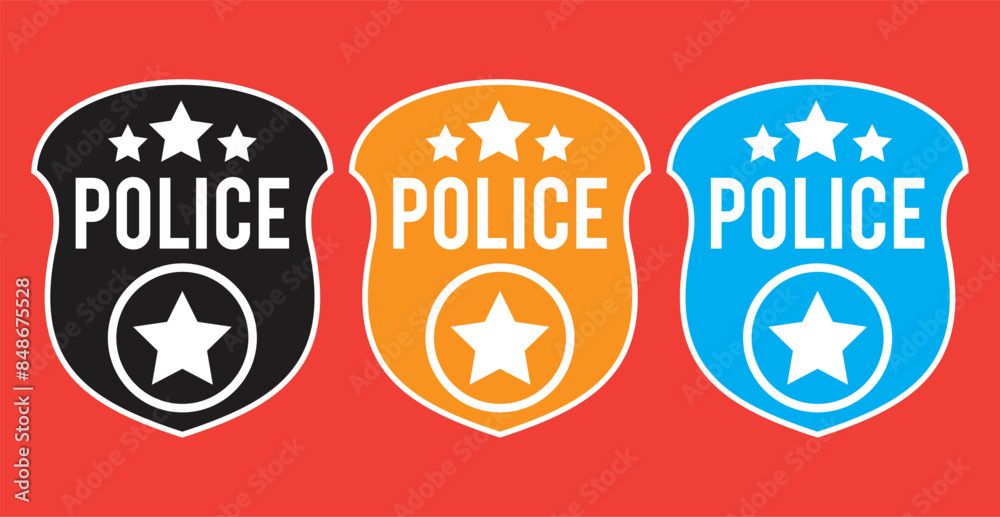Police badges. Officer government badge, special police security ...