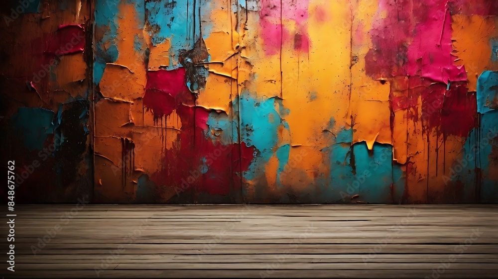 Abstract colorful paint wall. stock photo. Colorful grunge cracks wall ...