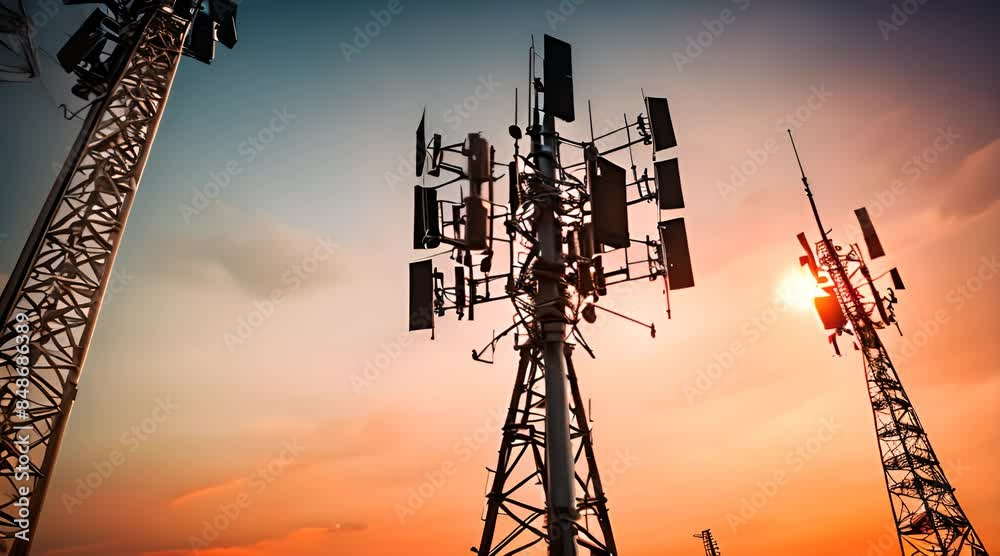 Antenna Tower and Base Station. Telecommunication Hub Stock Video ...
