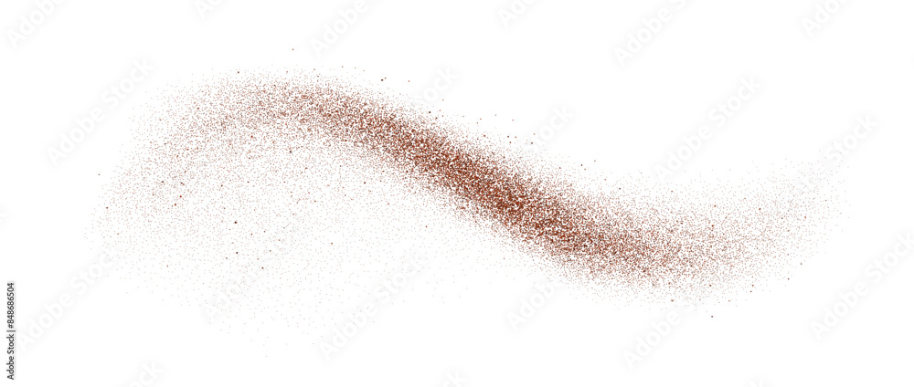 Coffee, cocoa or chocolate powder particles and speckles. Brown dust or ...