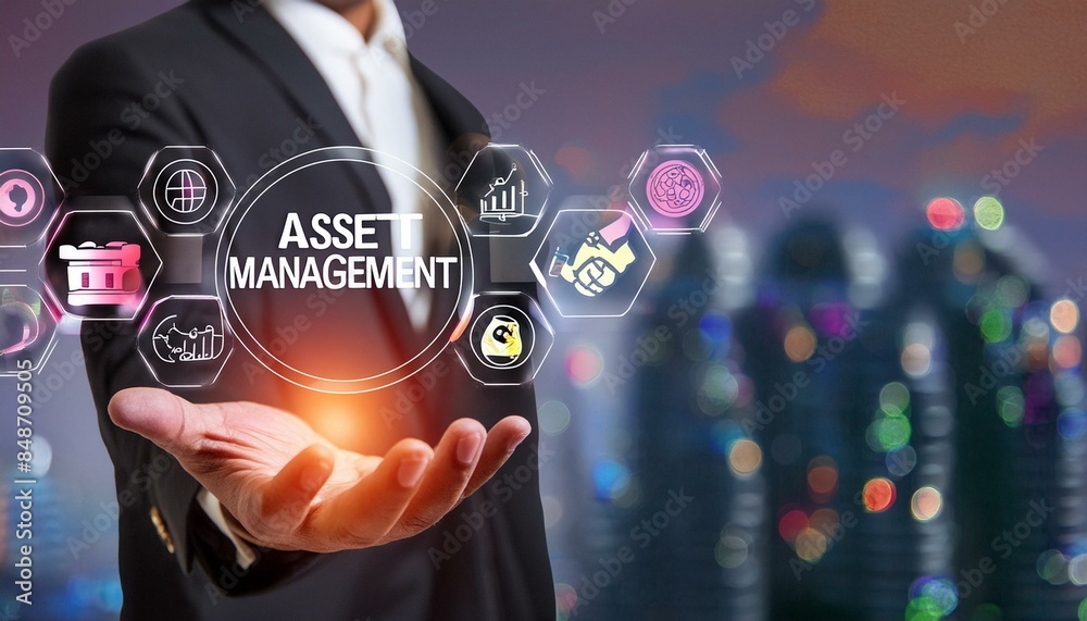 Asset Management Businessman Hand Holding Asset Management Icon with ...