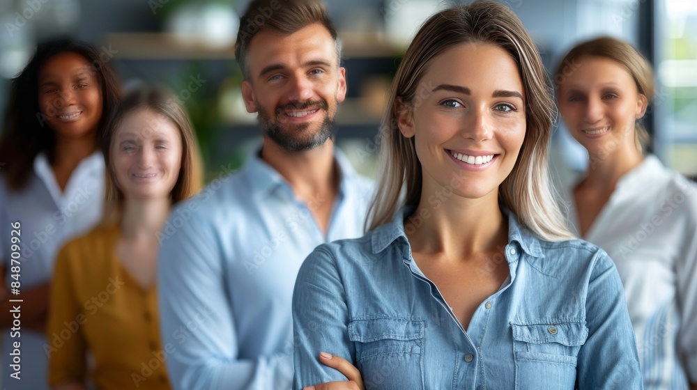 Young working women are engaged and lively with their colleagues ...