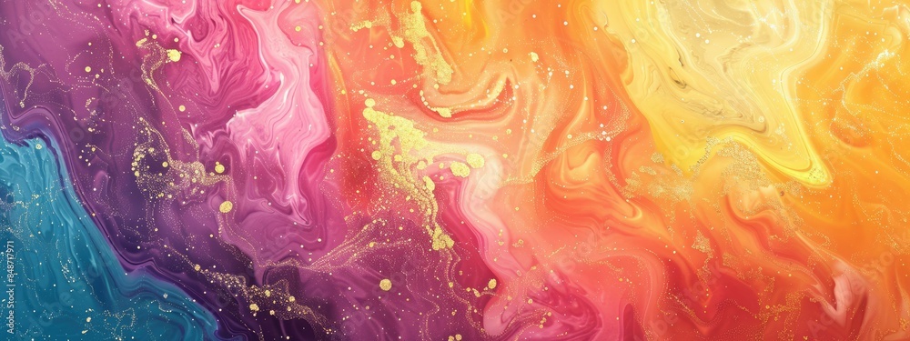 rainbow and gold background with marbled texture Stock Illustration ...