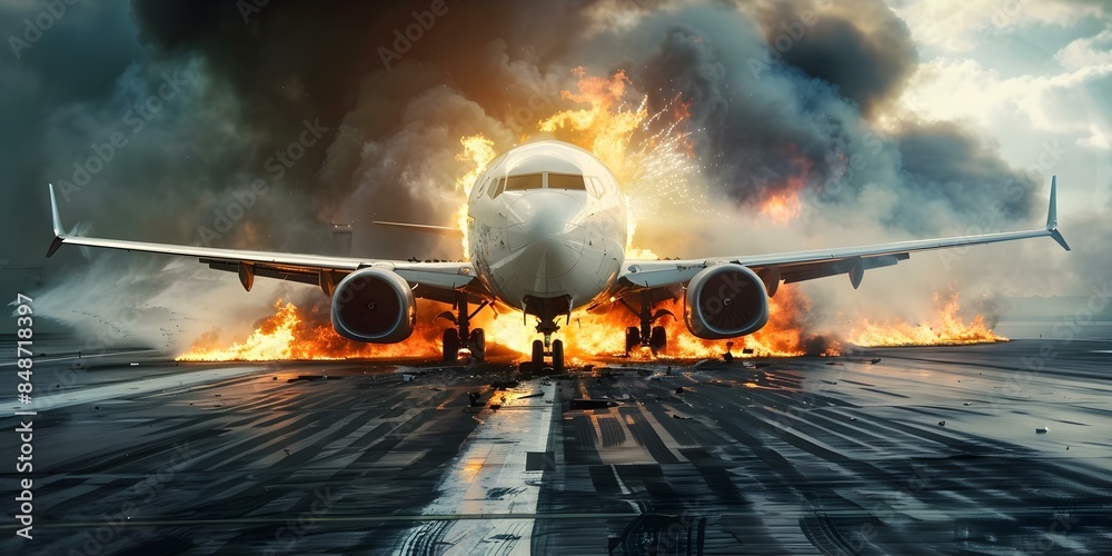Rescue Passengers from Danger Commercial Jet Accident on Runway with ...