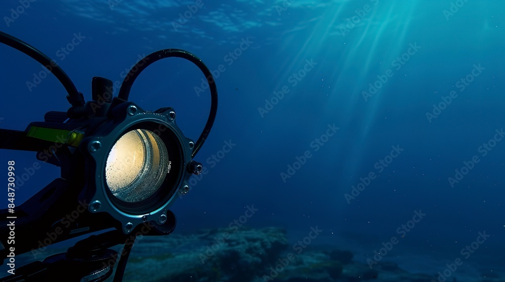 Detailed view of a strobe light attachment on an underwater camera ...