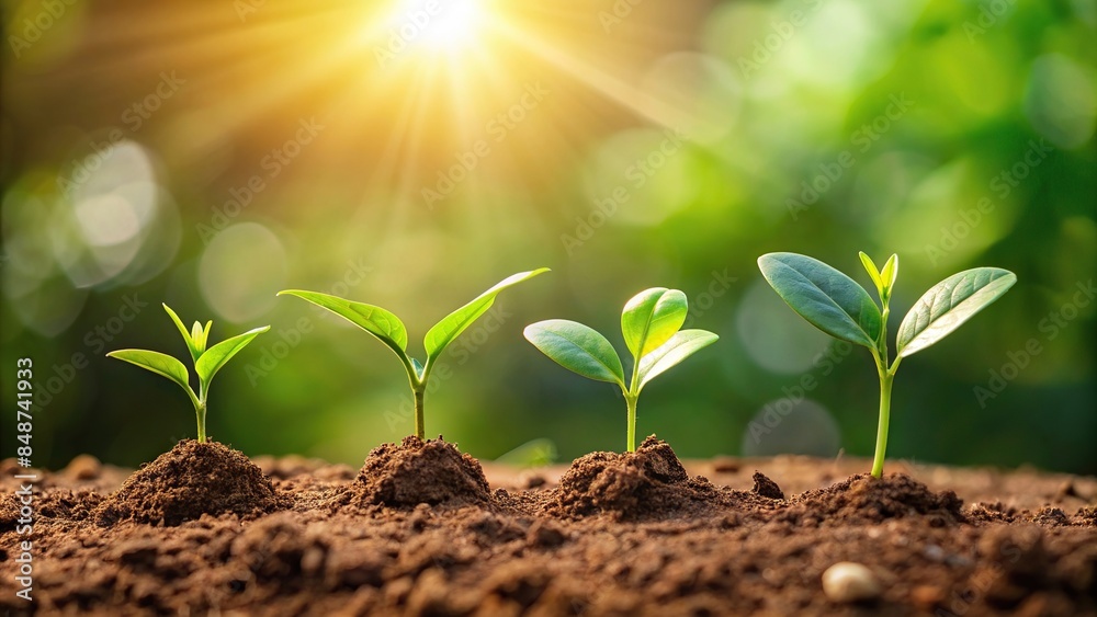 Plant growing in sandy soil, showing stages of growth and development ...