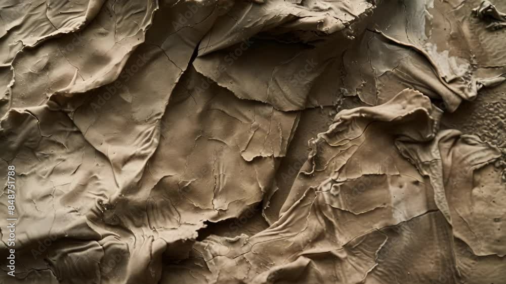 A wrinkled and distorted lump of clay showing its pliable and malleable ...