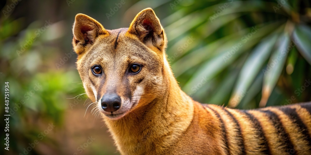 Realistic close up photography of a Tasmanian Tiger Thylacine ...