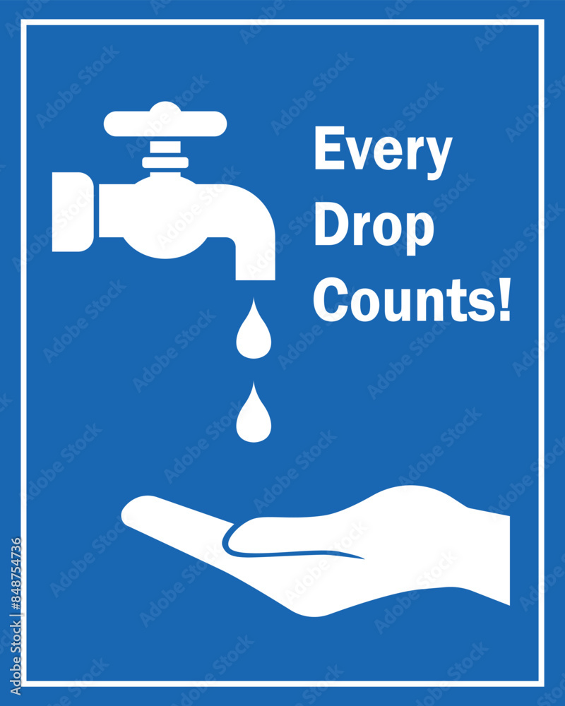 Vetor de faucet with dripping water symbolizes conserve water sign save ...