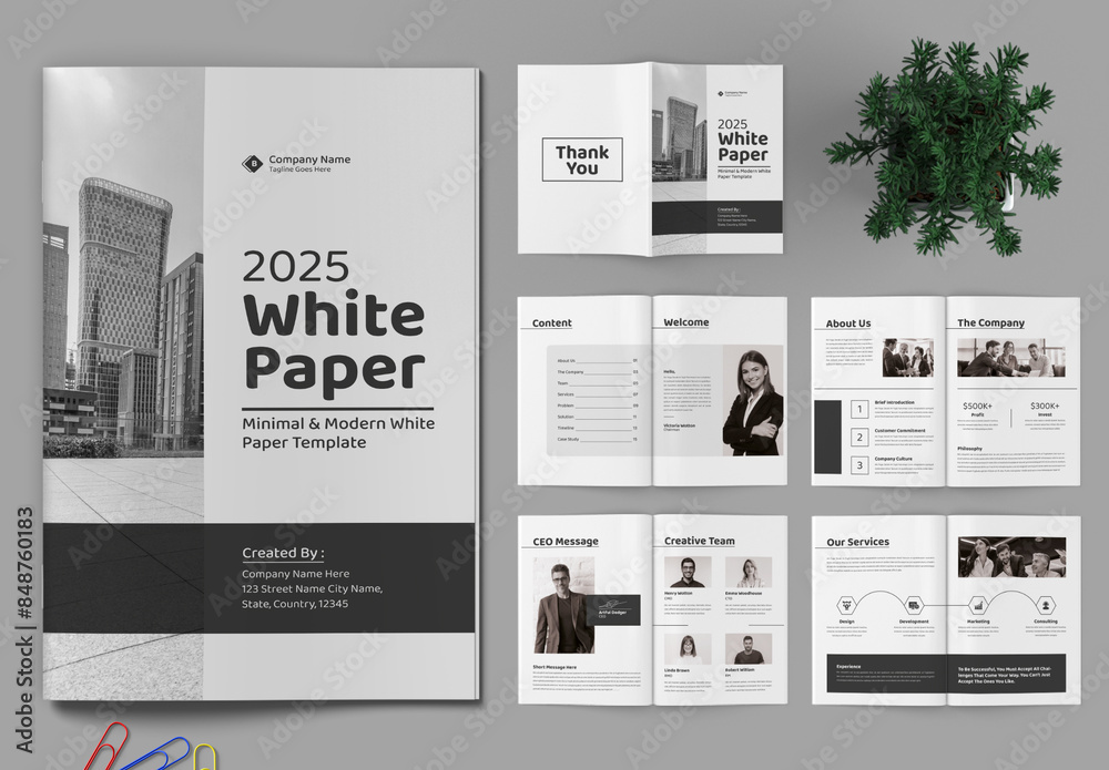 White Paper Brochure Layout Stock Template | Adobe Stock