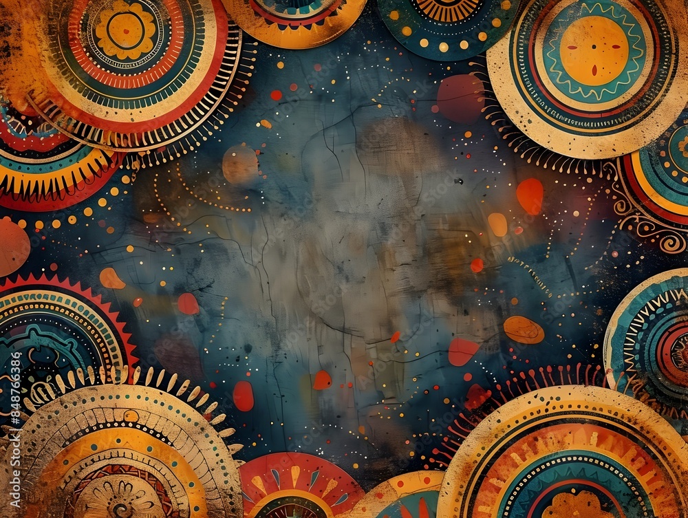 Vibrant Bohemian Frame Background with Eclectic Patterns and Earthy ...