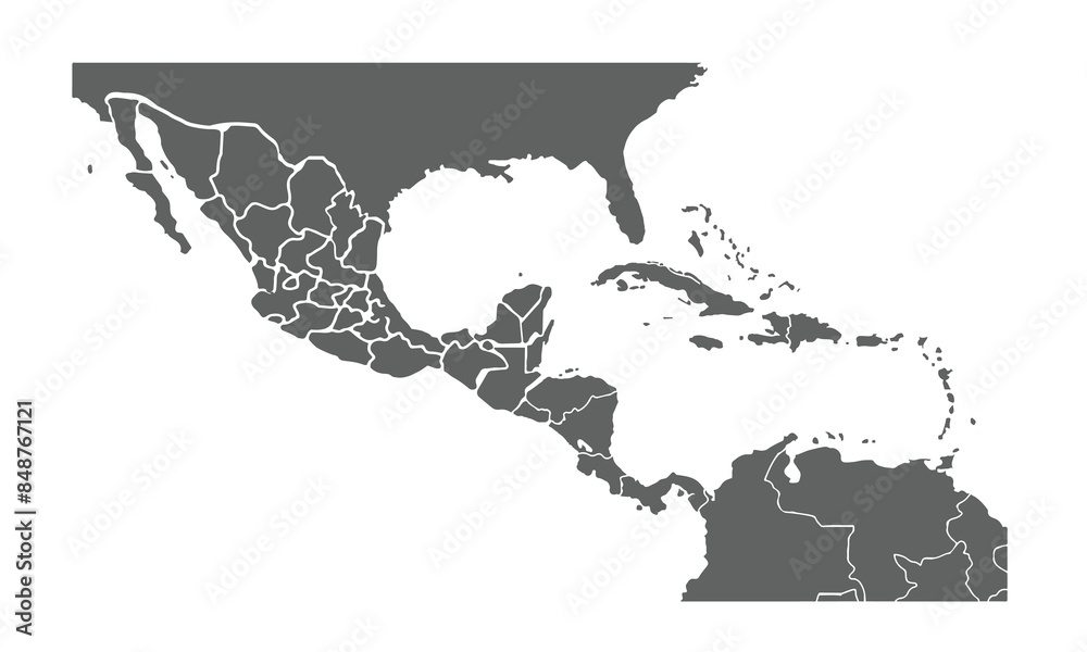 central america map isolated on white background. for website layouts ...