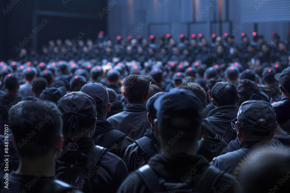 gaming event crowd top view esport audience engagement digital binary ...