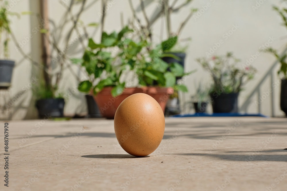 An egg is placed in an upright position during the peh cun (boat rowing ...