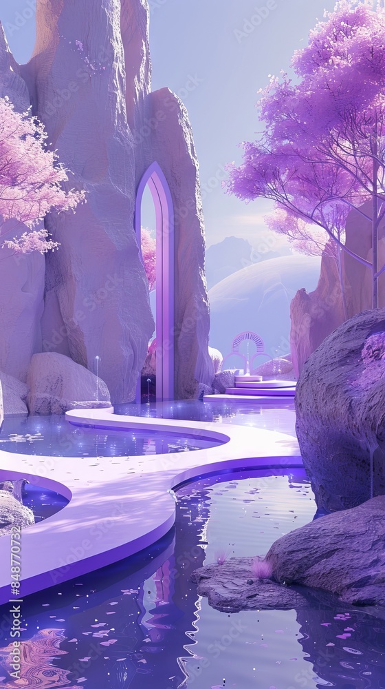 Abstract fantasy place with street, stairs, and tunnel. HD and 4K ...