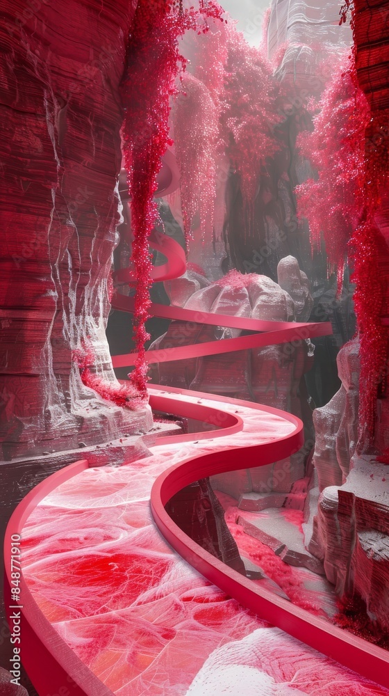 Abstract fantasy place with street, stairs, and tunnel. HD and 4K ...