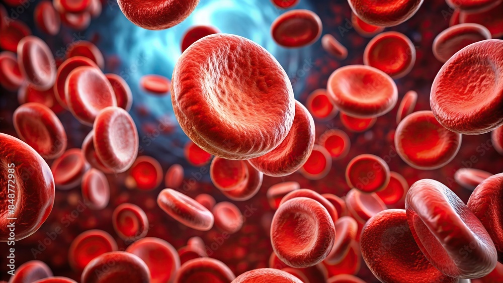 Vibrant stock photo of red blood cells under a microscope , biology ...