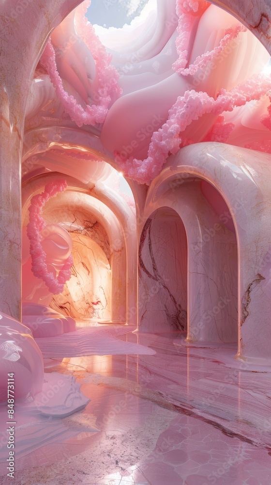 Abstract fantasy place with street, stairs, and tunnel. HD and 4K ...