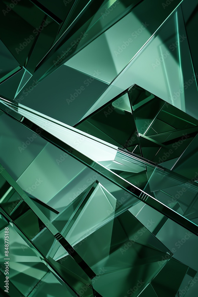 glass tangram background abstract architectural very dark green ...