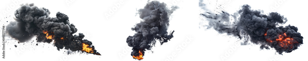 collection of png black smoke explosion with flame isolated on ...
