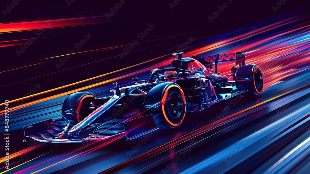 Formula One f1. Abstract vector 3d f 1 bolide racecar on speedway. Fast ...