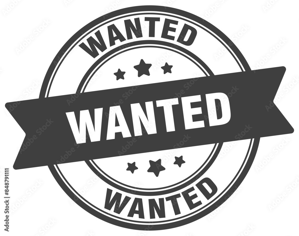 wanted stamp. wanted label on transparent background. round sign Stock ...