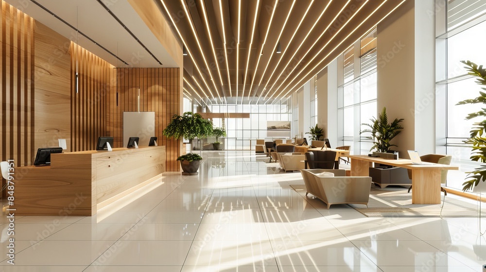 realistic 3d rendering of a contemporary bank interior featuring a ...