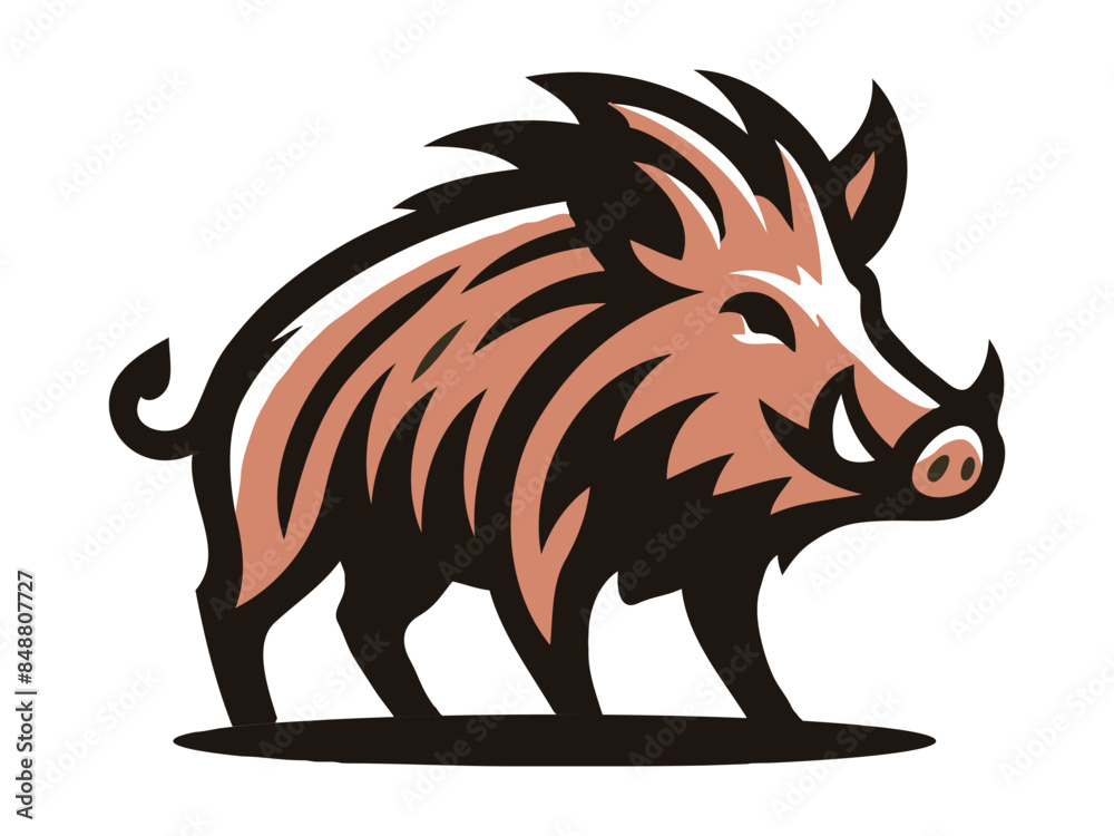 Boar head logo vector illustration. Wild boar head in black and white ...