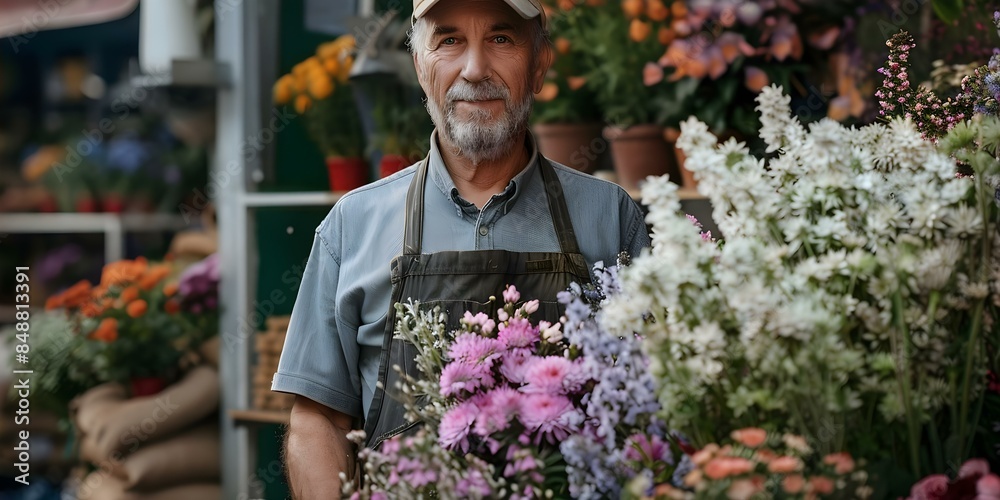 A Caucasian flower farmer known for sustainable practices and quality ...