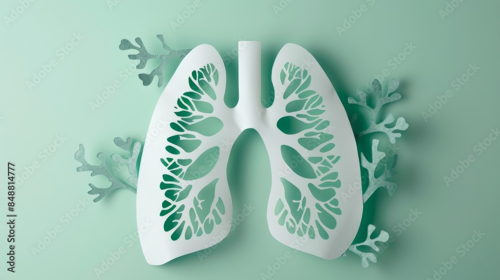 x ray image of lungs,White paper cut art style human lungs shape on ...