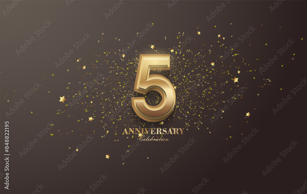 Premium number 5th design. With magnificent gold number illustrations ...