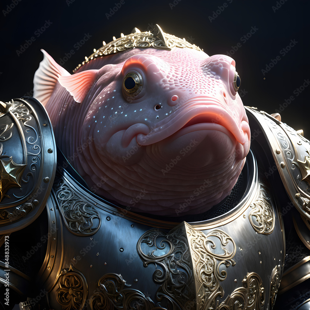 Blobfish knight! Majestic portrait reimagines the deep-sea dweller as a ...