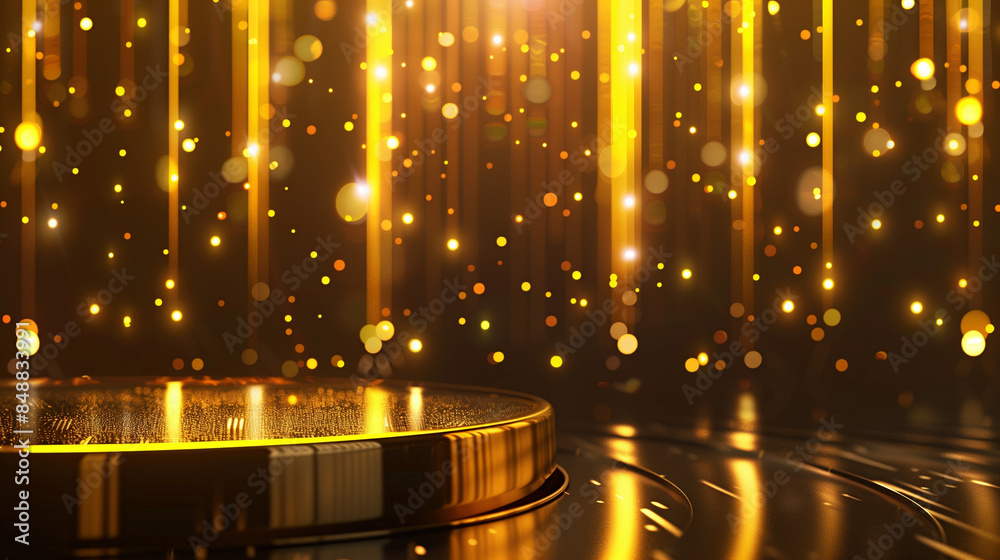 Golden podium with sparkling lights. Award Ceremony Concept. Seamless ...