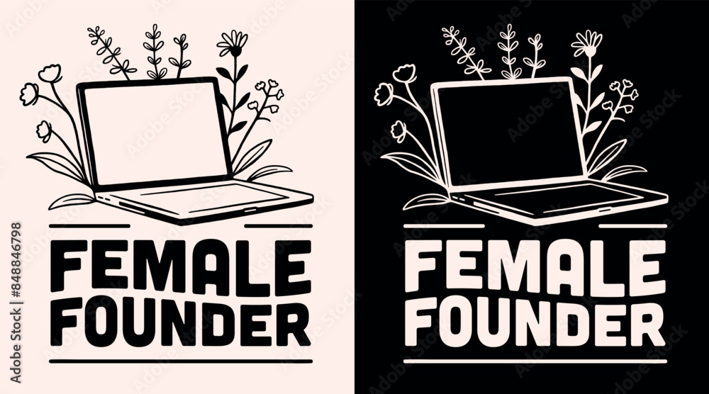 Female founder drawing lettering badge for successful women business ...